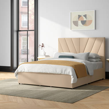 Brittany tufted upholstered low profile storage platform bed store